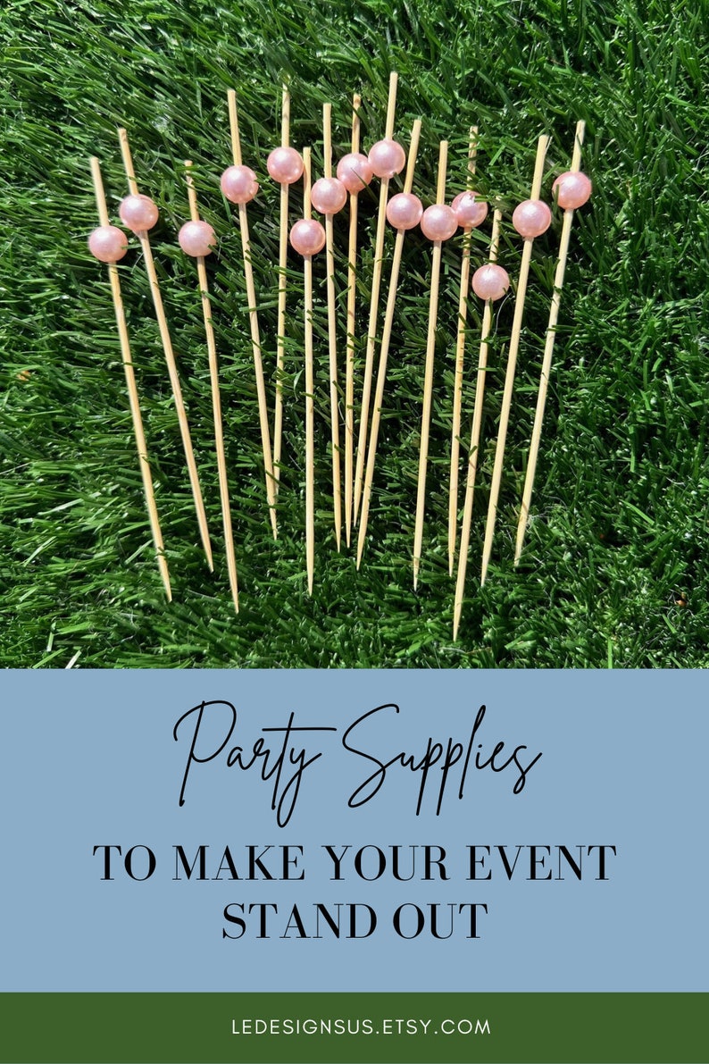 Pink Pearl Cocktail Pick Pink Appetizer Toothpicks Wedding Decor Fancy ...
