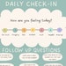 Daily Check-in Poster/mental Health Check-in Poster/ Wellness Worksheet ...