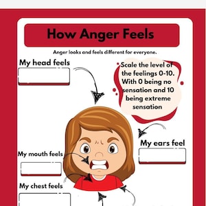 Anger Worksheet/ Kids Anger Worksheet/ Emotional Awareness Worksheet ...