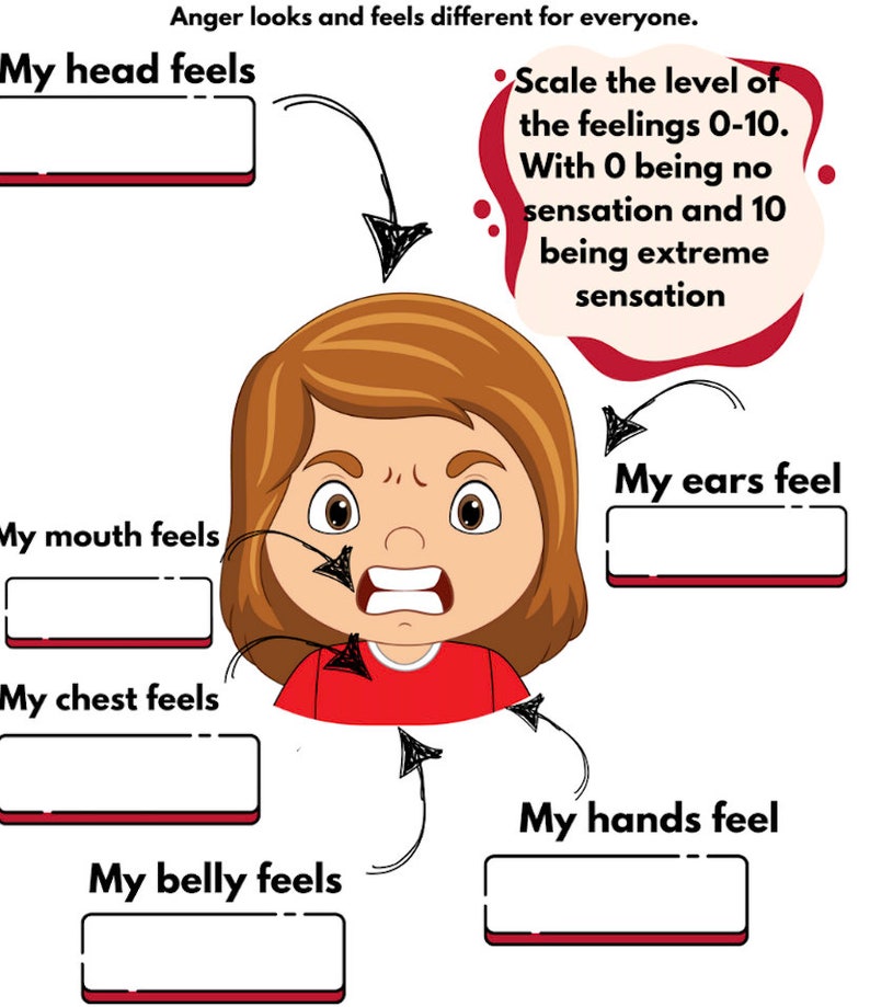 Anger Worksheet/ Kids Anger Worksheet/ Emotional Awareness Worksheet - Etsy