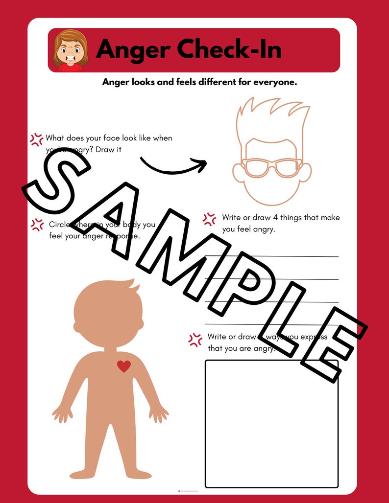 Anger Worksheet/ Kids Anger Worksheet/ Emotions Check-in/ - Etsy
