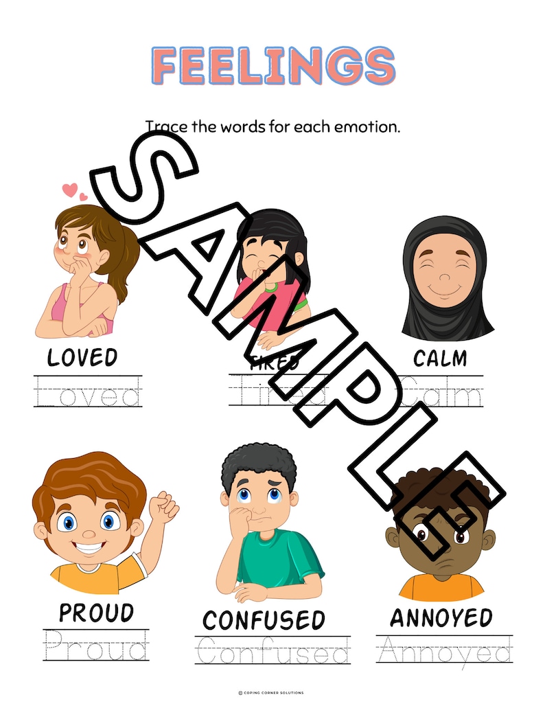 Traceable Feelings Worksheet - Etsy