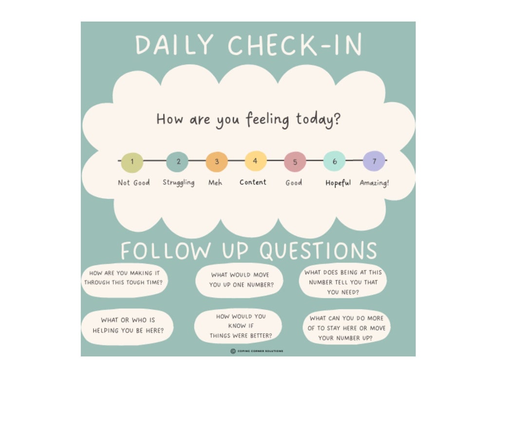 Daily Check-in Poster/mental Health Check-in Poster/ Wellness Worksheet ...