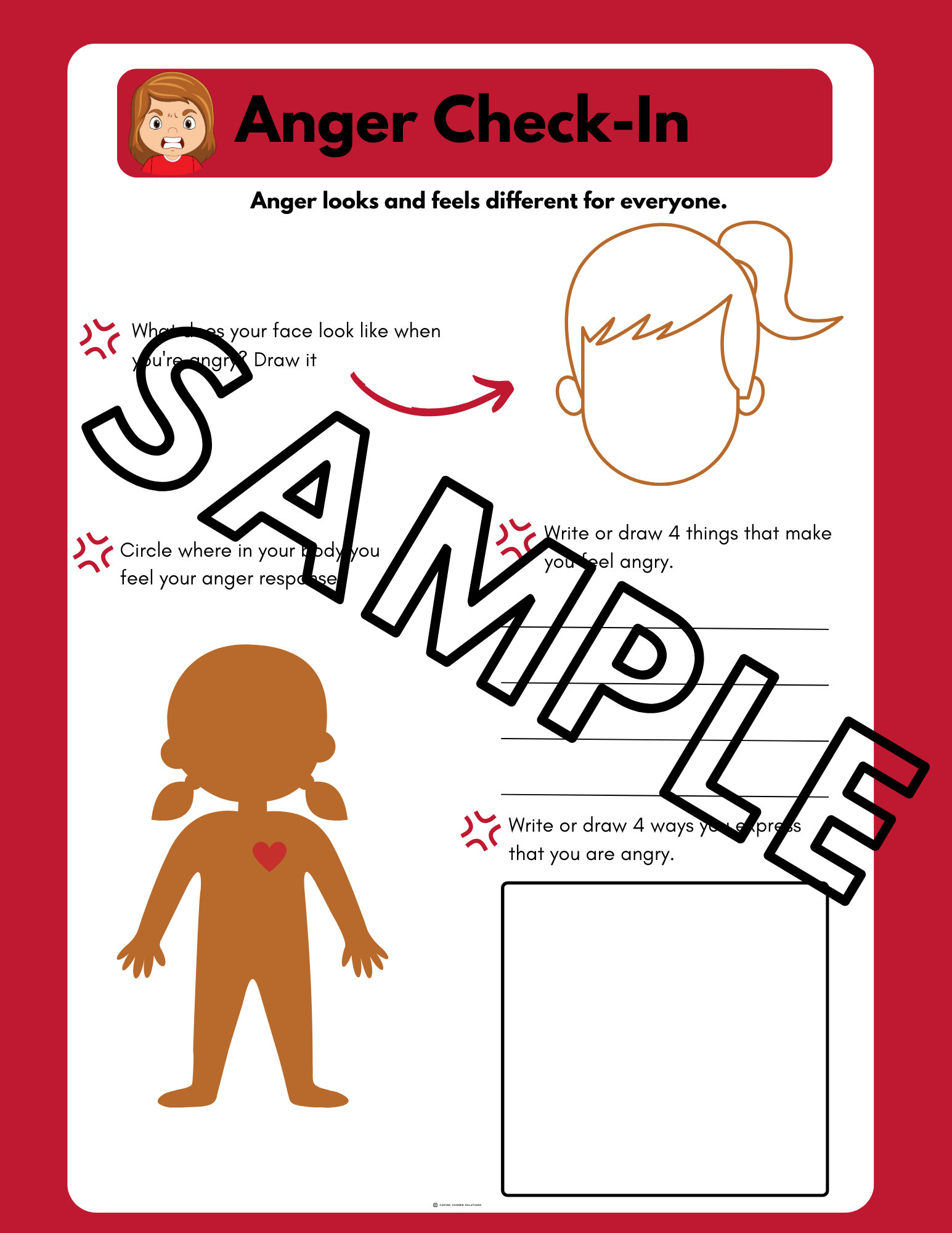 Anger Worksheet/ Kids Anger Worksheet/ Emotions Check-in/ - Etsy