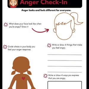 Anger Worksheet/ Kids Anger Worksheet/ Emotions Check-in/ - Etsy