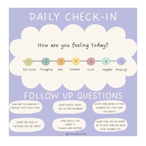 Daily Check-in Poster/mental Health Check-in Poster/ Wellness Worksheet ...
