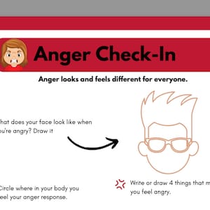Anger Worksheet/ Kids Anger Worksheet/ Emotions Check-in/ - Etsy