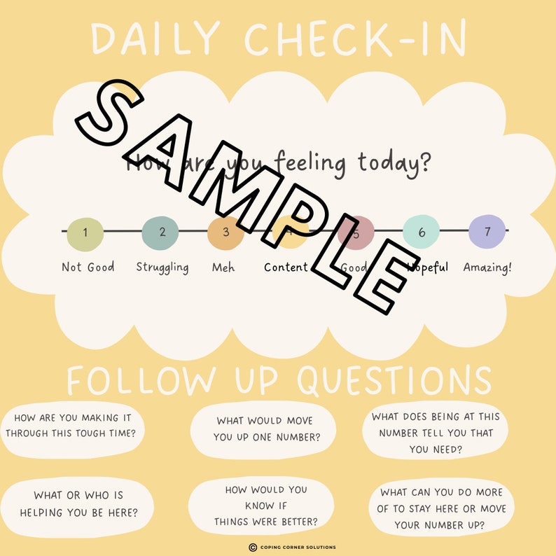 Daily Check-in Poster/mental Health Check-in Poster/ Wellness Worksheet ...