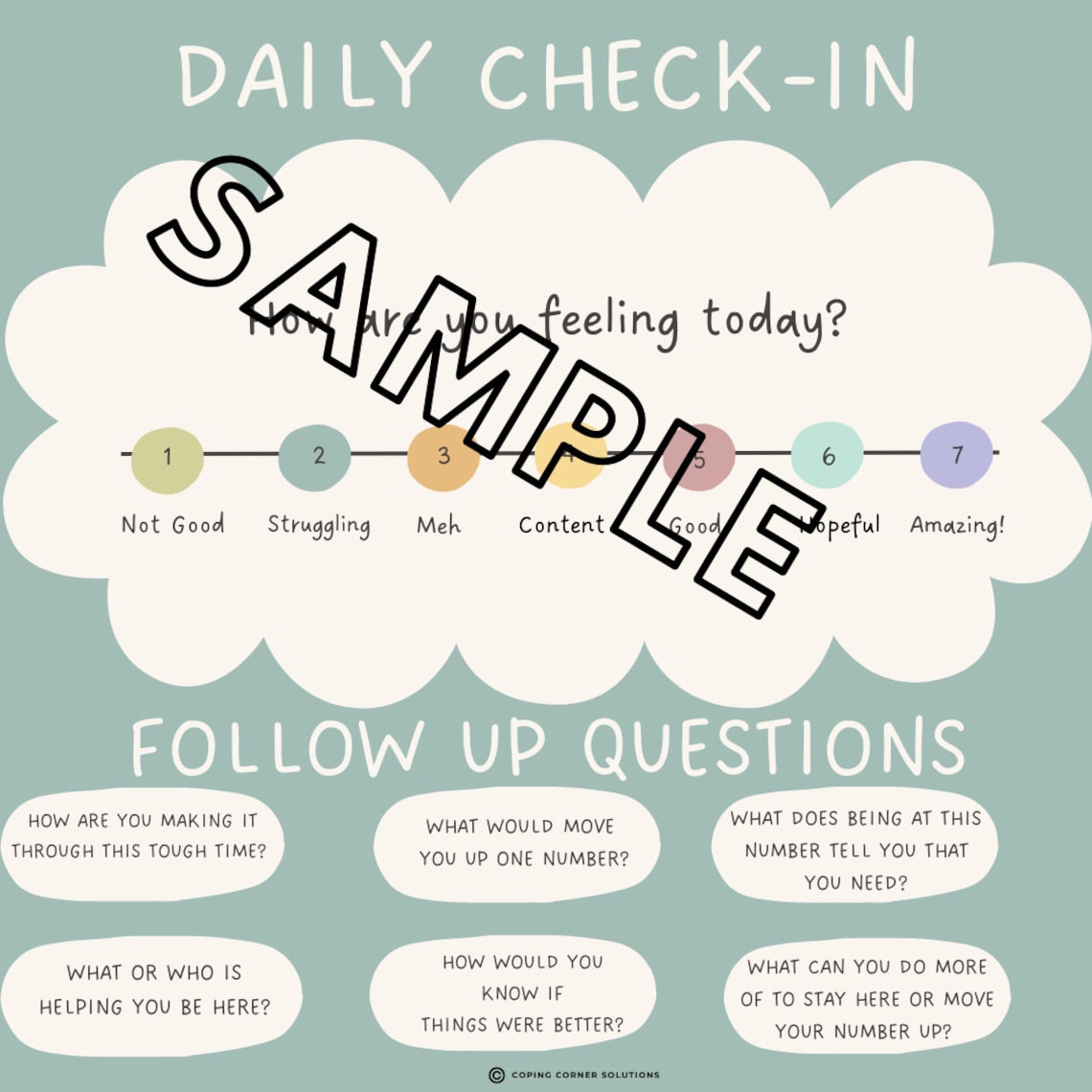 Daily Check-in Poster/mental Health Check-in Poster/ Wellness Worksheet ...