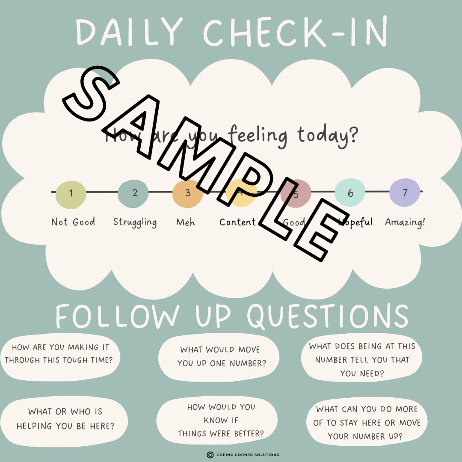 Daily Check-in Poster/mental Health Check-in Poster/ Wellness Worksheet ...