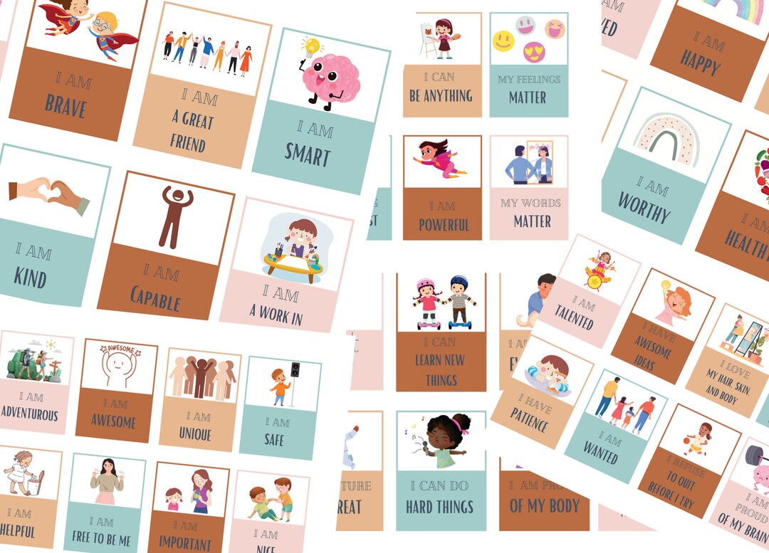 Kids Affirmation Cards/ Printable Affirmation Cards/ Self-esteem Cards ...