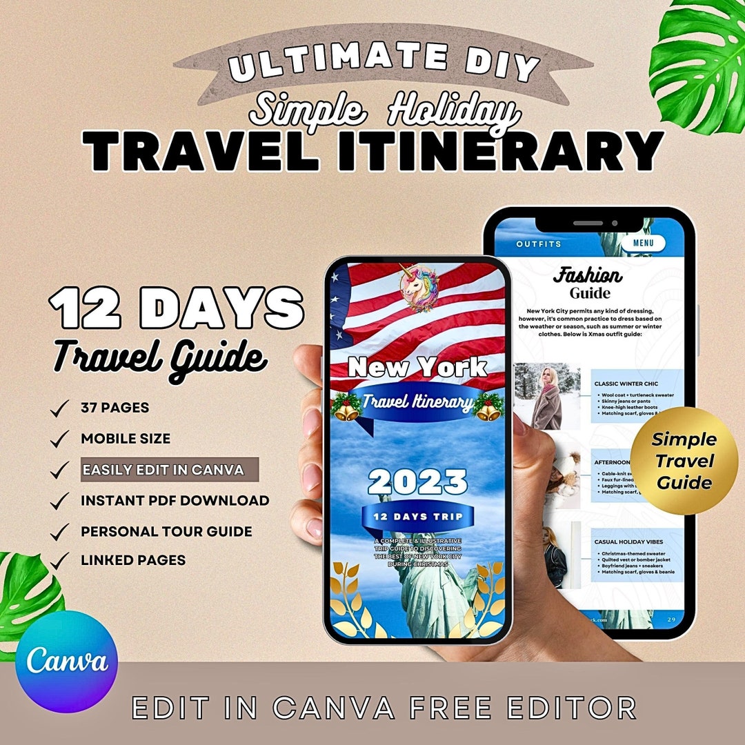 DIY Travel Itinerary Template 12 Days Trip Guide Christmas - Etsy
