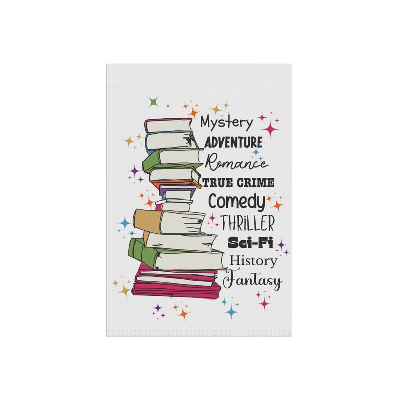 12x18 Favorite Book Genres Garden Banner Flag Book Categories Gift for ...
