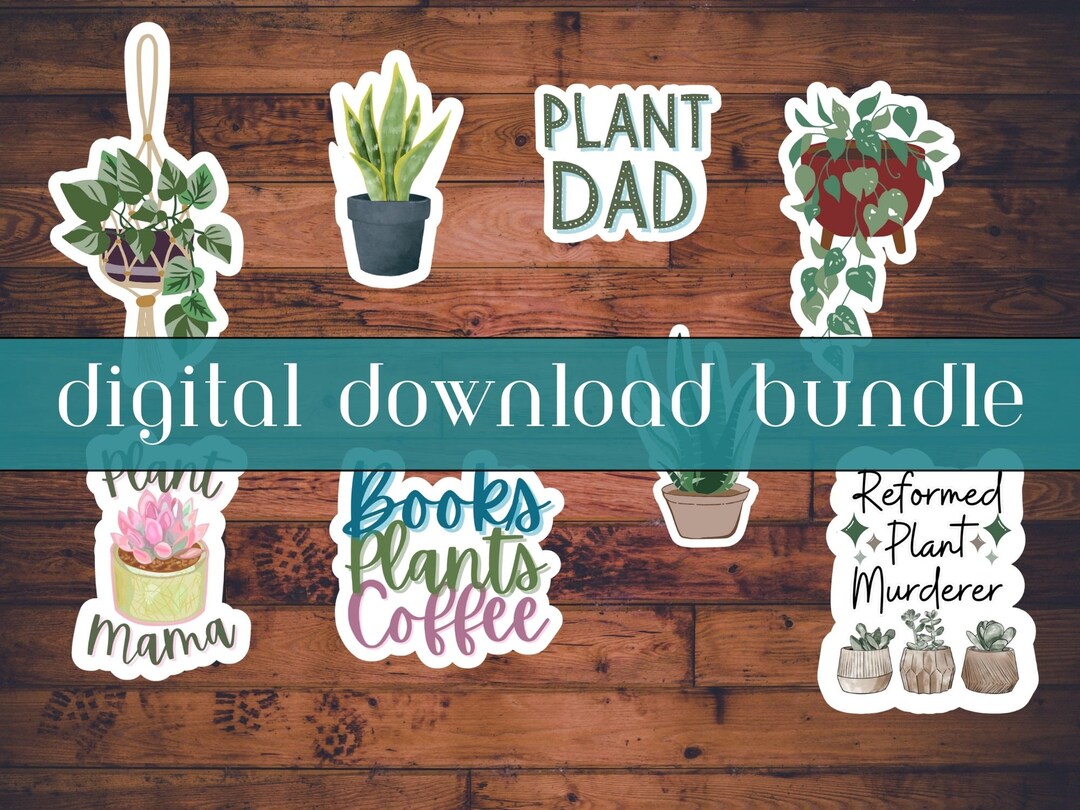 PRINTABLE DIGITAL DOWNLOAD Plant Lovers Sticker Bundle Durable ...