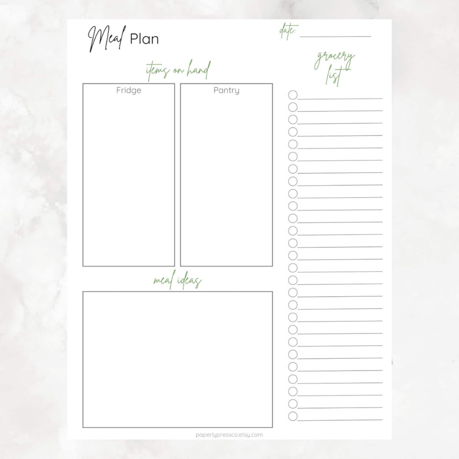 Meal Planner 8.5"x11" Printable, Weekly Food Planning, Fridge Inventory ...