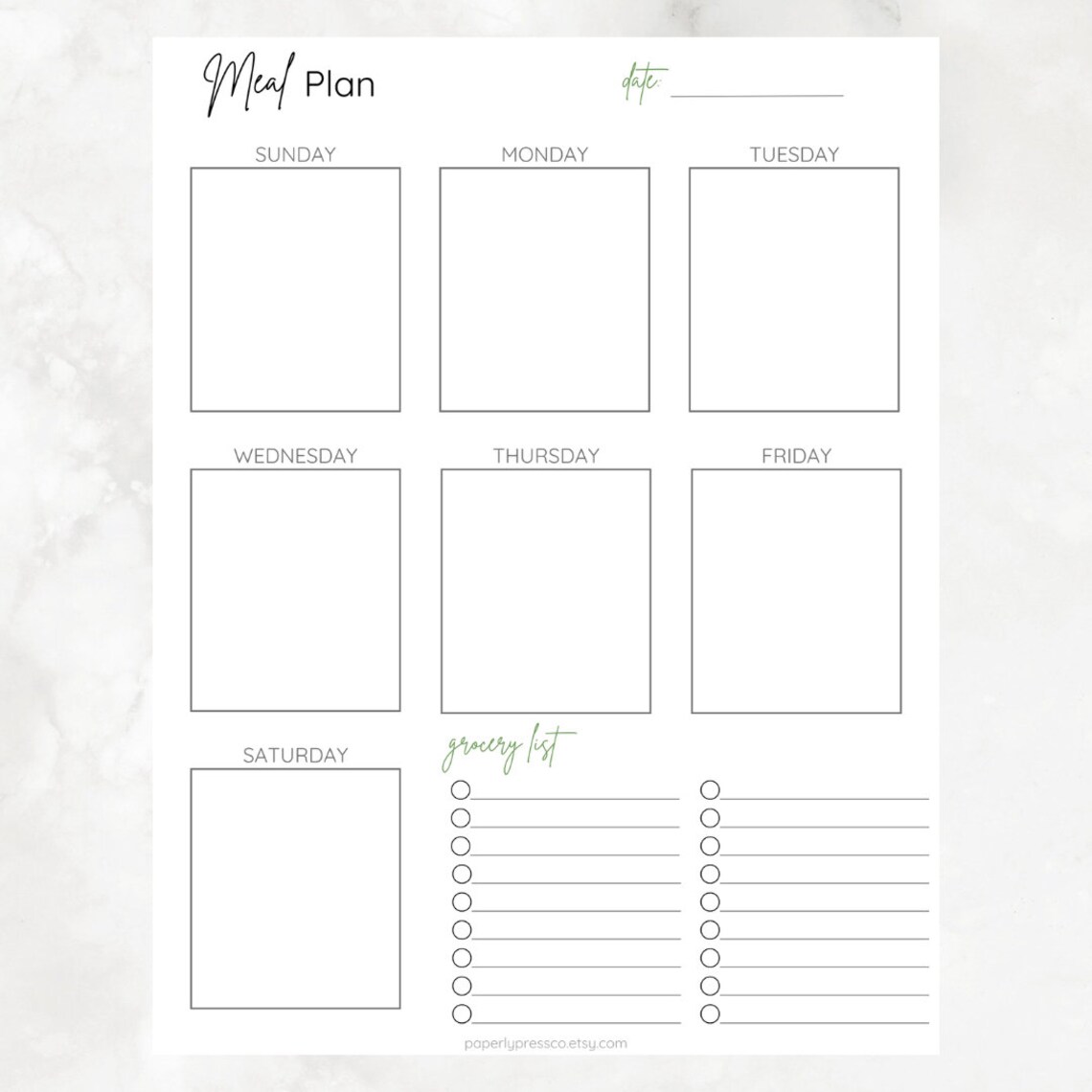 Meal Planner 8.5"x11" Printable, Weekly Food Planning, Shelf Cooking ...