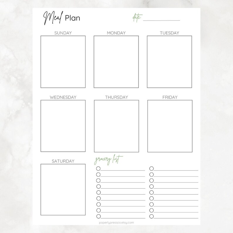 Meal Planner 8.5x11 Printable, Weekly Food Planning, Shelf Cooking Meal ...