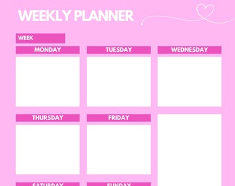 Instant Download Weekly Planner Pink - Etsy
