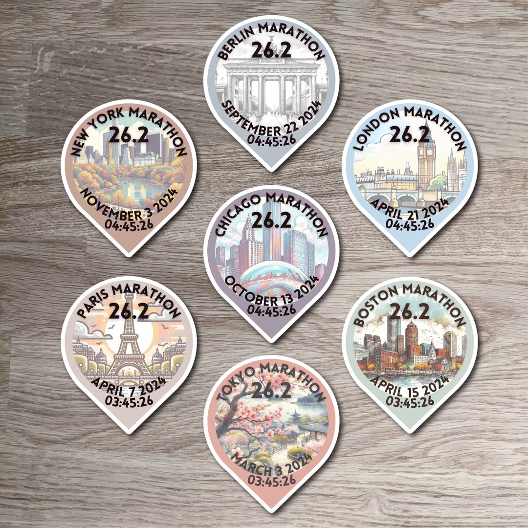 Personalized 2024 Major World Marathon Sticker, 26.2 Miles Full ...