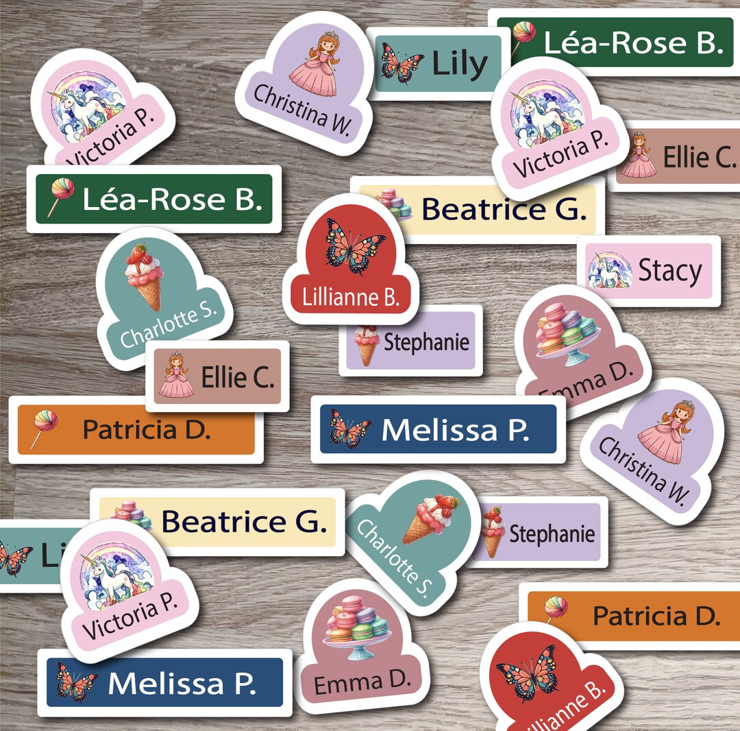 Personalized Name Labels for Girls, Back to School, Daycare, School ...