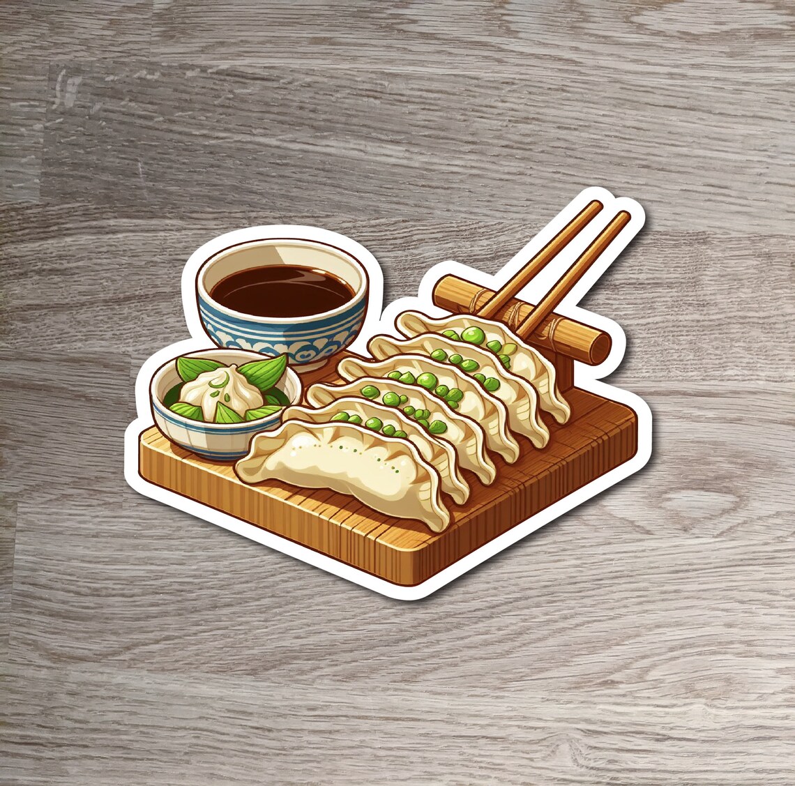 Japan Food Sticker Bundle, Fried Gyoza, Sushi Sashimi Platter, Dango ...