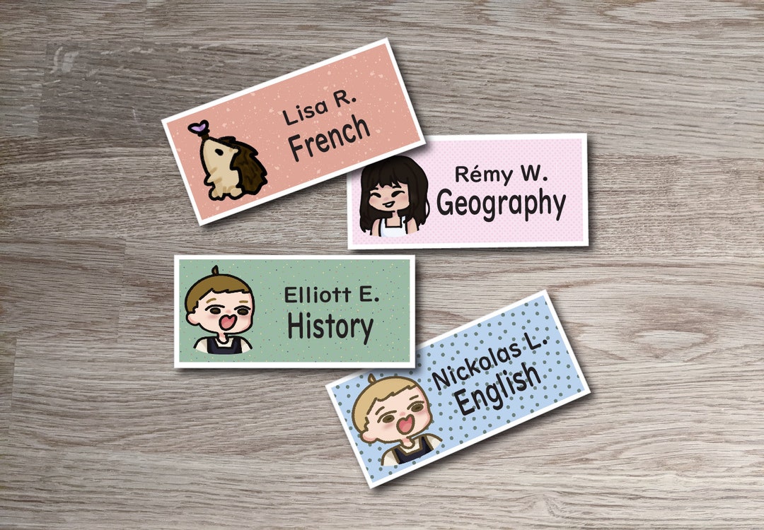 12 Cute Kawaii Children Personalized Name School Subject Labels for ...