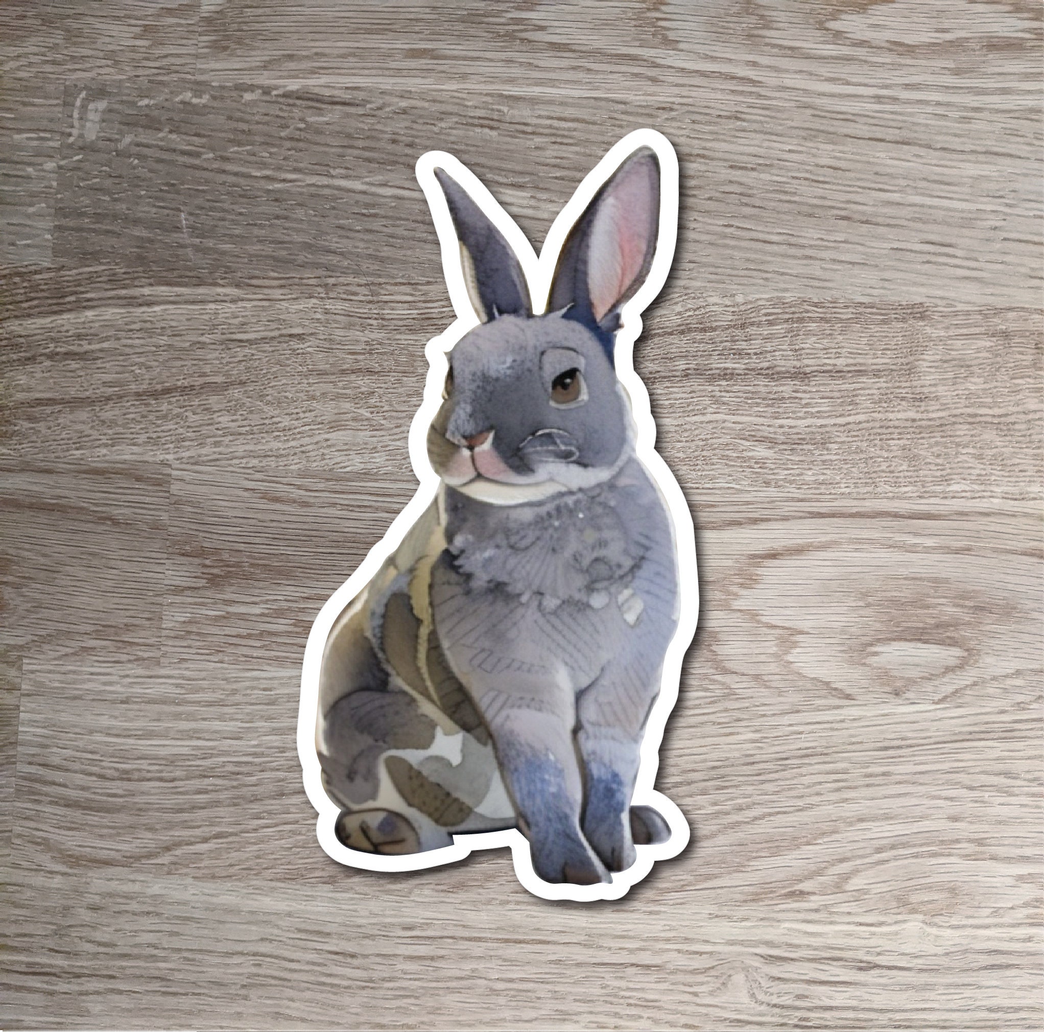 Animal Pet Rabbit Sticker Bundle, Beige or Grey Rex Rabbit, Californian ...