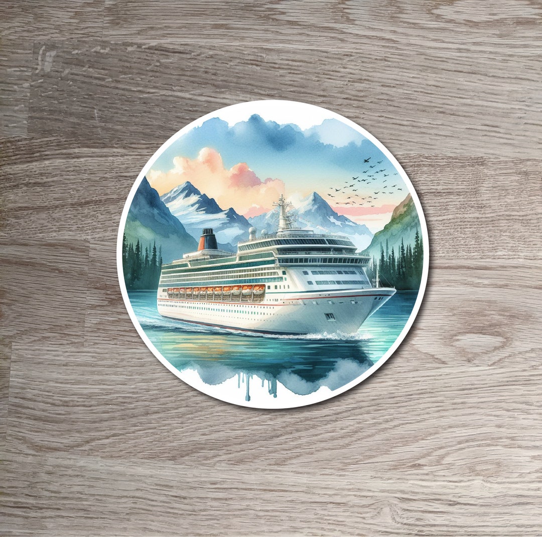 Alaska Cruise Ship Vacation Souvenir Sticker, Cruising in Gulf of ...