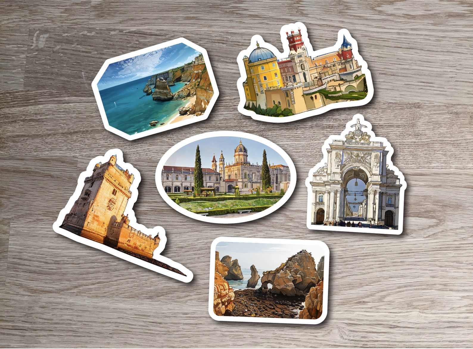Travel to Portugal Attractions Stickers, Jeronimos Monastry Pena Palace ...