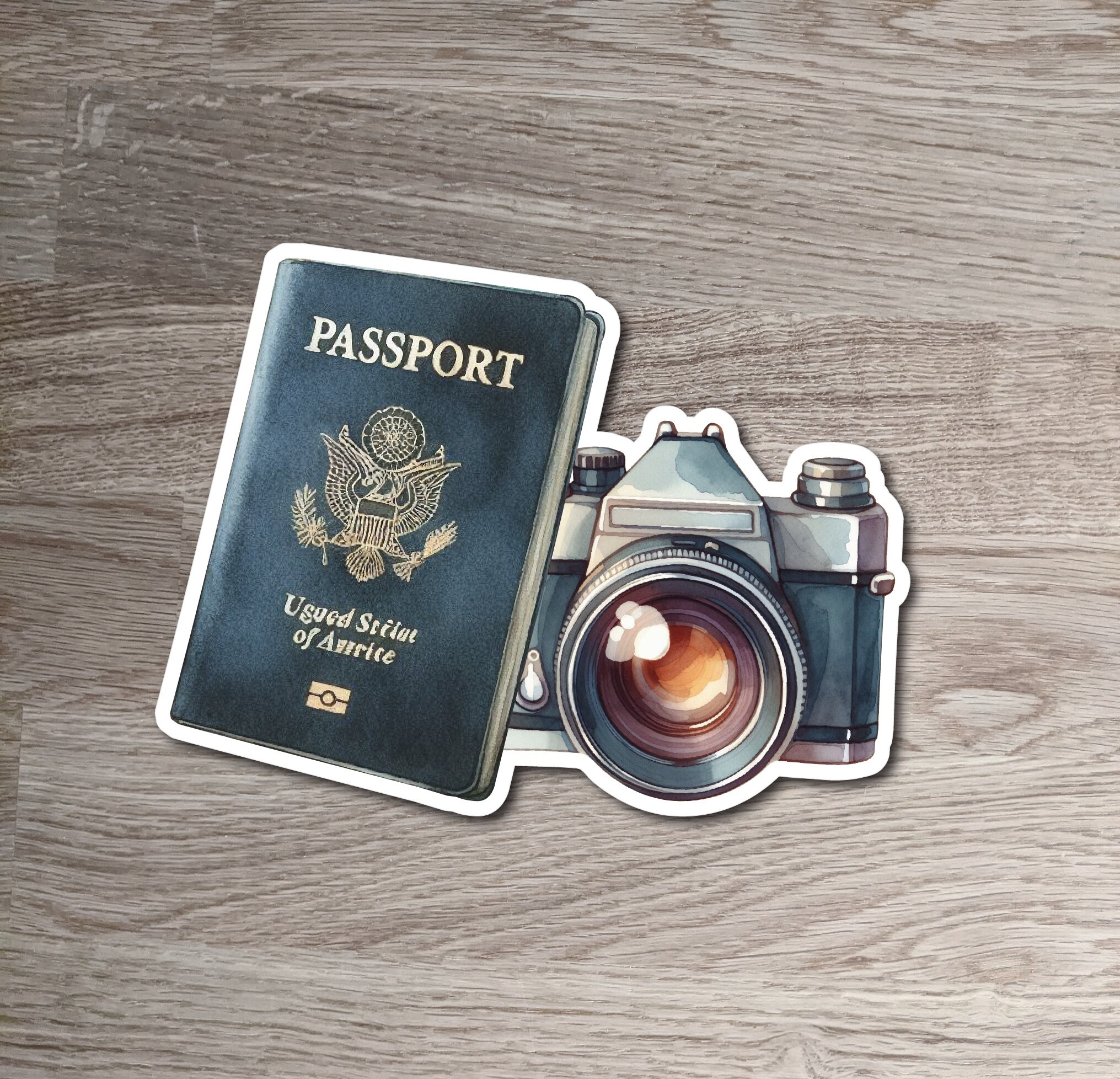 Work to Travel Sticker Bundle: Passport, Camera, Suitcase, Airplane ...