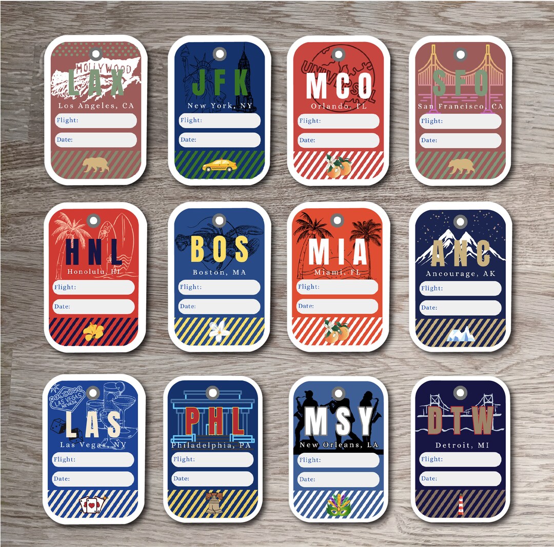 United States Airport Code Baggage Tag Sticker, Gift for Surprise ...