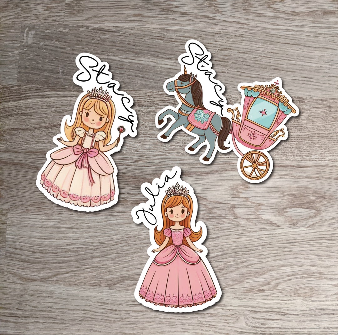 Children Custom Name Princess Sticker Sheet for Notebooks, Party Loot ...