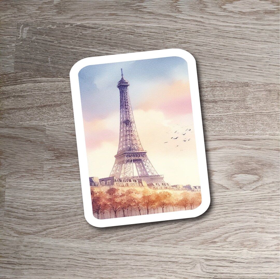 Watercolor Paris France Eiffel Tower Sticker, Travel to Europe Sticker ...