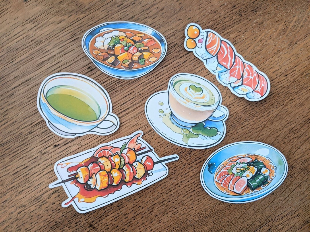 Japanese Food Sticker Bundle, Matcha Latte, Shoyu Ramen, Chicken ...