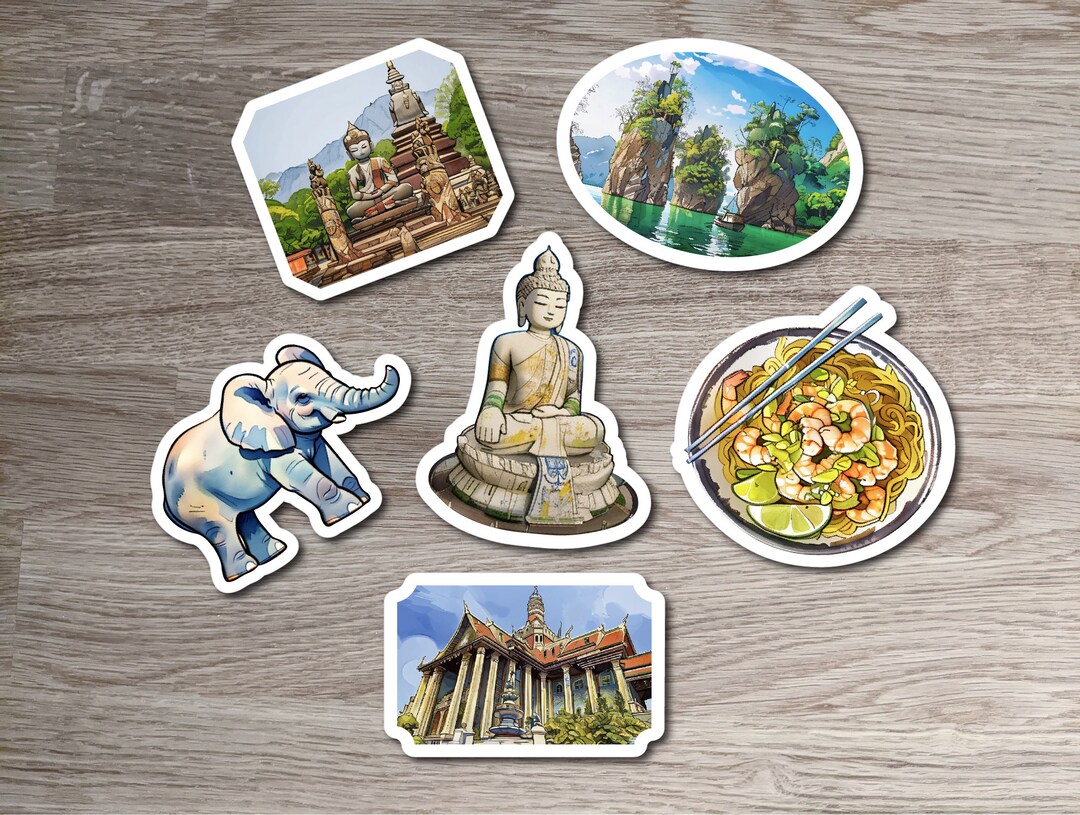 6 Stickers Travel to Thailand Attractions Bundle, Sukhothai Park, the ...