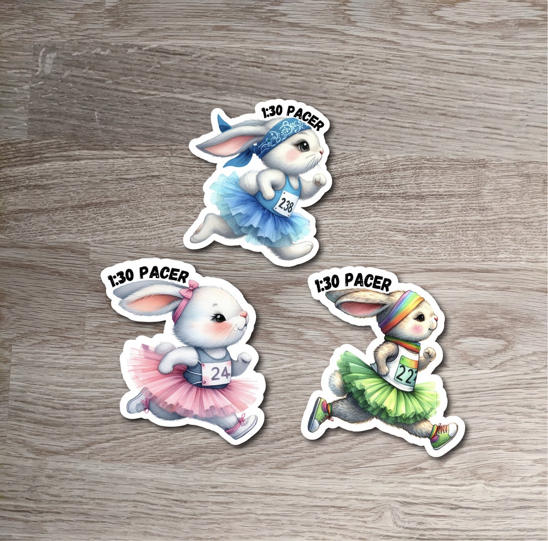 Half Marathon or Full Marathon Race Pacer Bunny Sticker, My Race My ...