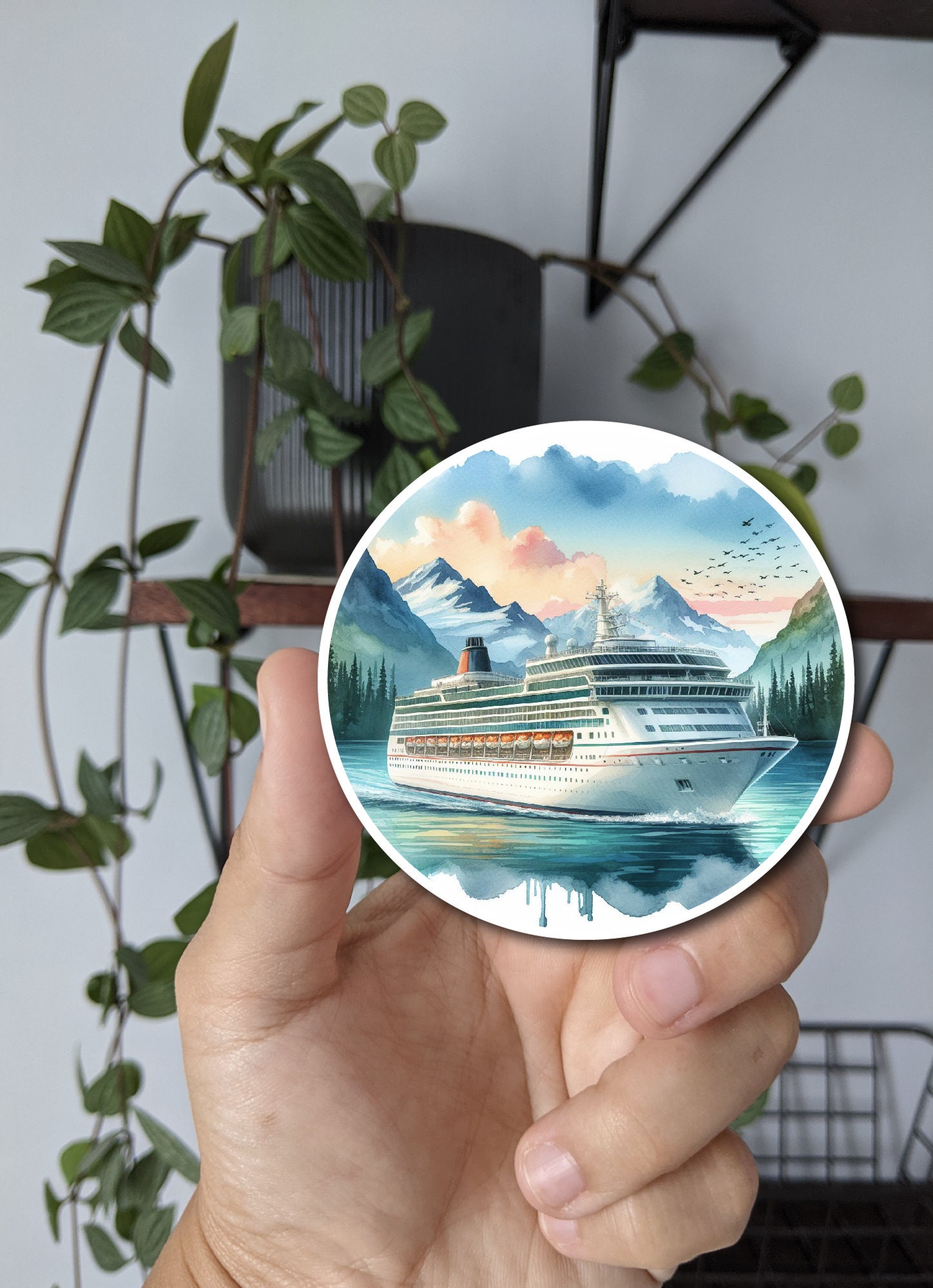 Alaska Cruise Ship Vacation Souvenir Sticker, Cruising in Gulf of ...