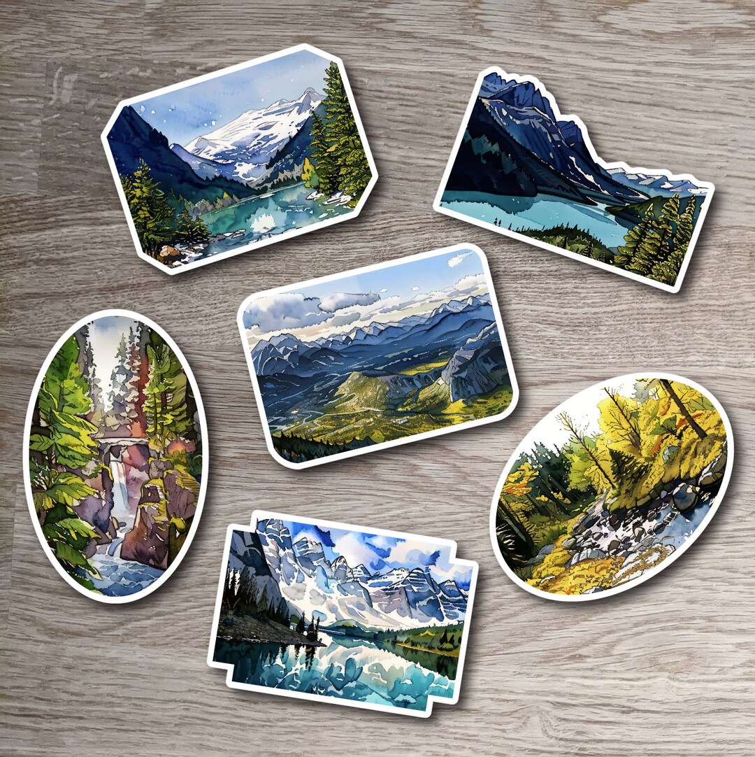 Travel to Banff Canada Attractions Sticker Bundle, Lake Louise, Sulphur ...