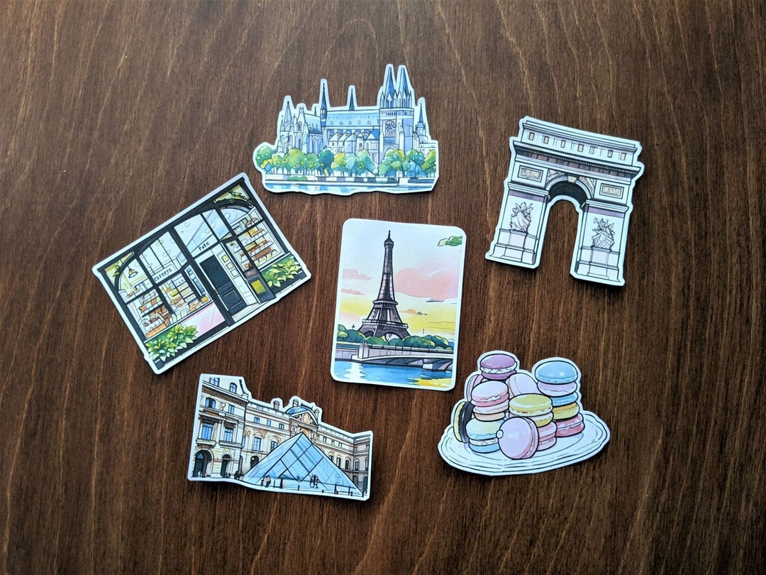 Travel to Paris France Attractions Sticker Bundle, Eiffel Tower, Notre ...
