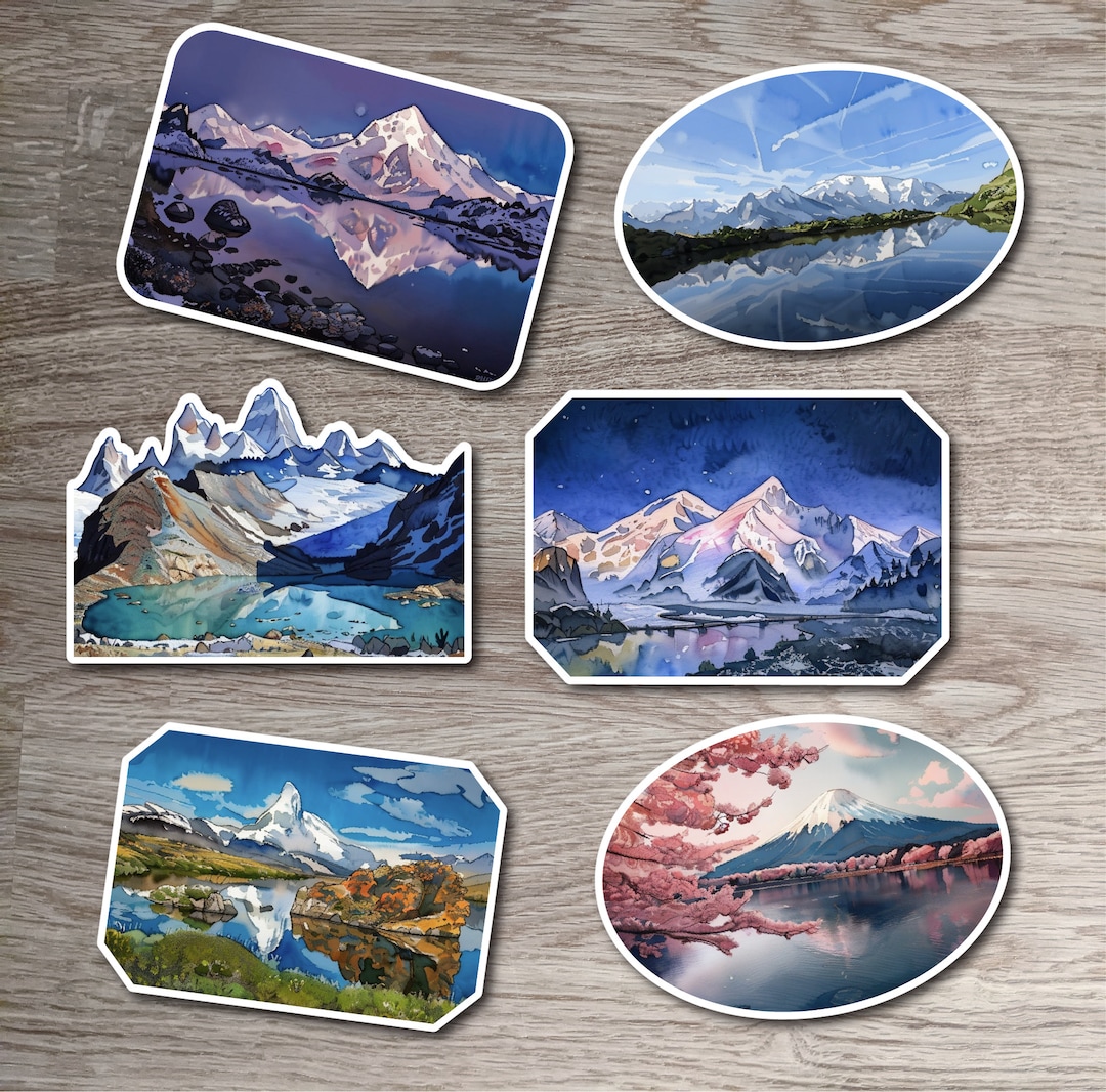 Famous Hiking Mountains Sticker Bundle, Mt Ama Dablam, Matterhorn, Mont ...