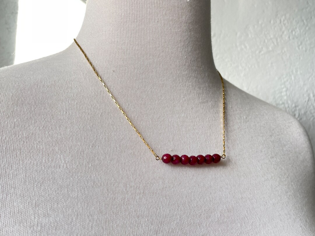 Gold Filled Agate Bead Necklace: Maroon Magenta Purple - Etsy
