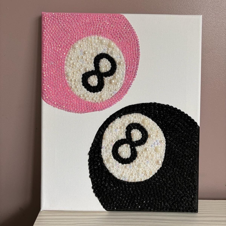 24cmx30cm Rhinestone 8 Ball Art - Etsy