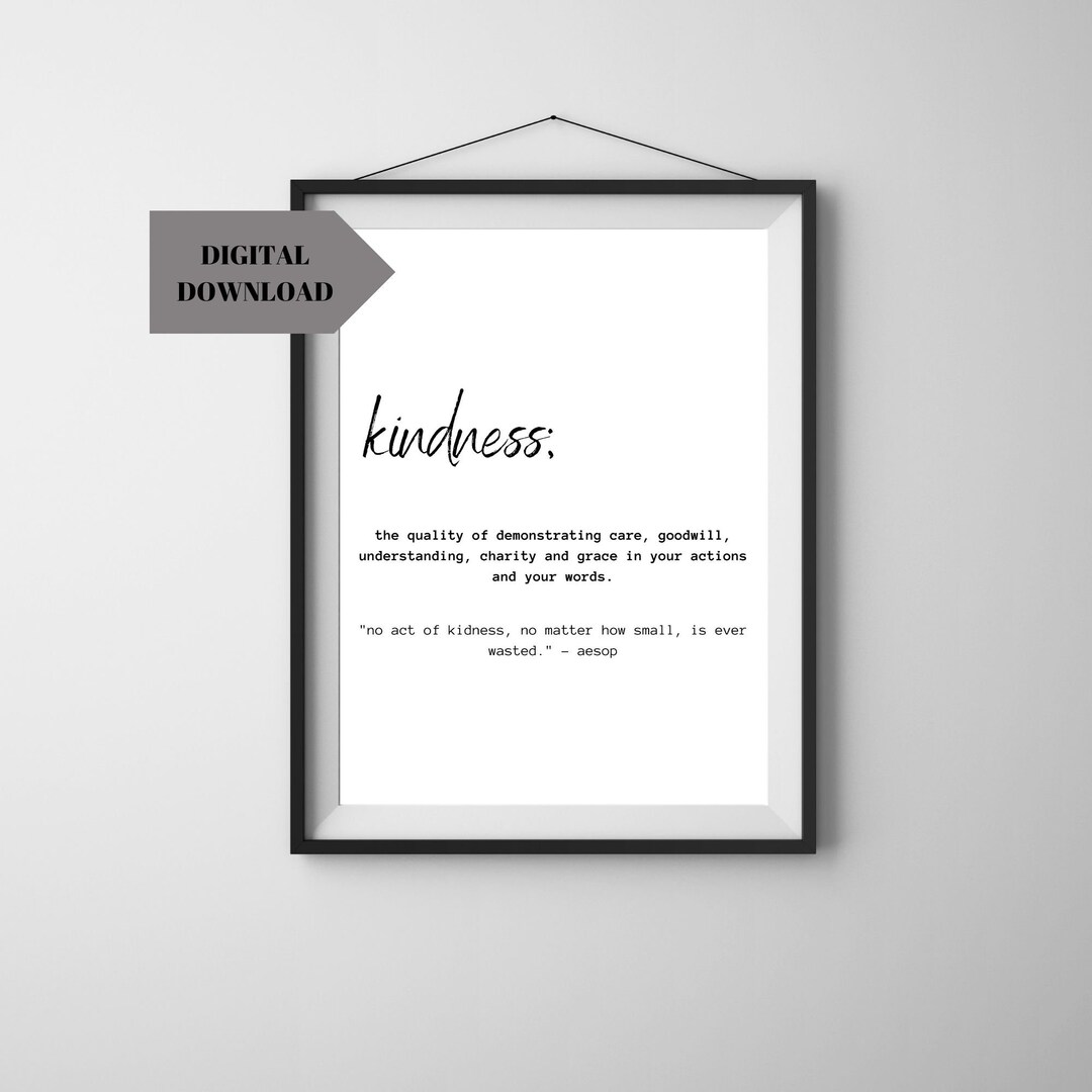 Kindness Definition Print Kindness Quote Office Wall Art - Etsy