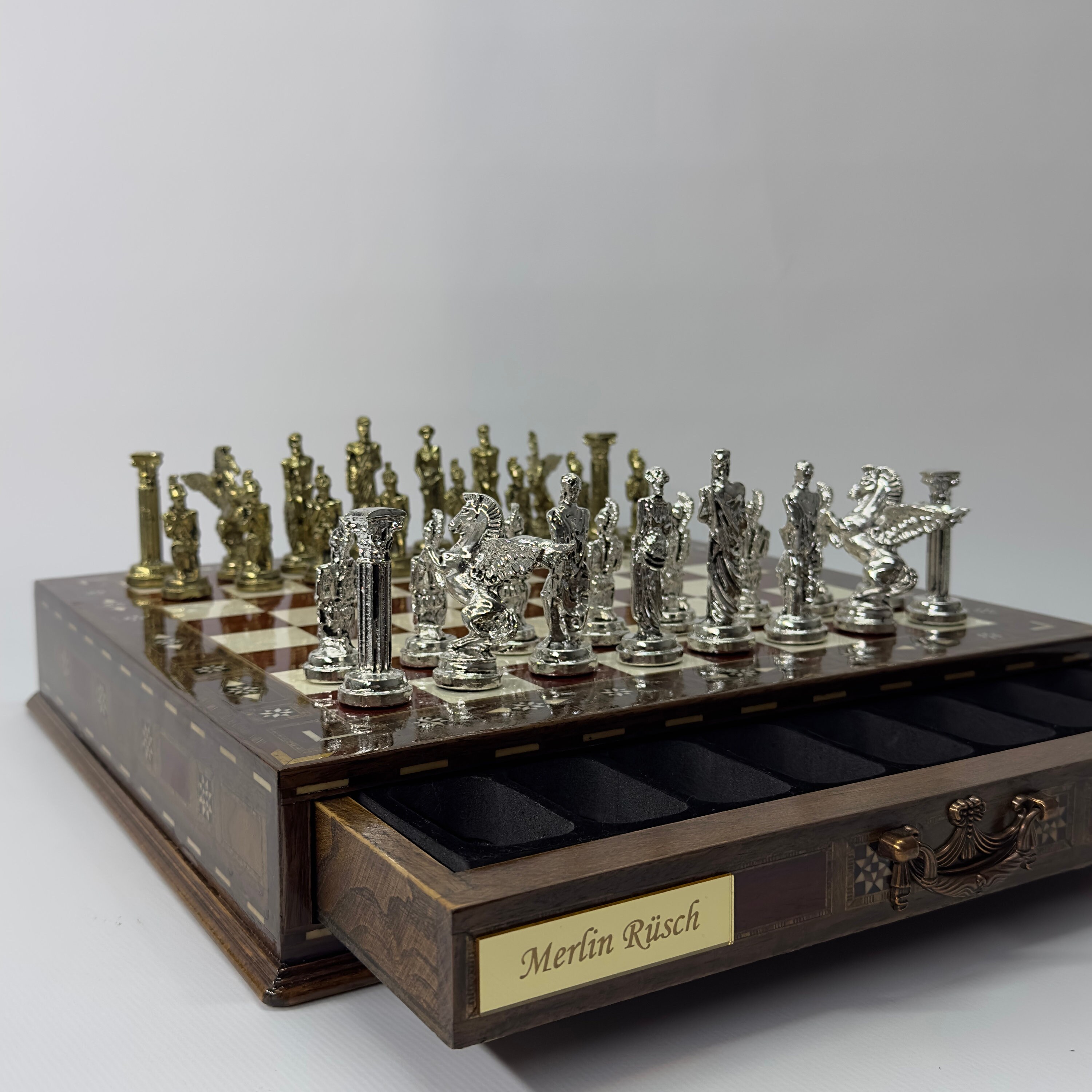 Wooden Handmade Chess Set, Personalized Wooden Chess Board With Storage ...