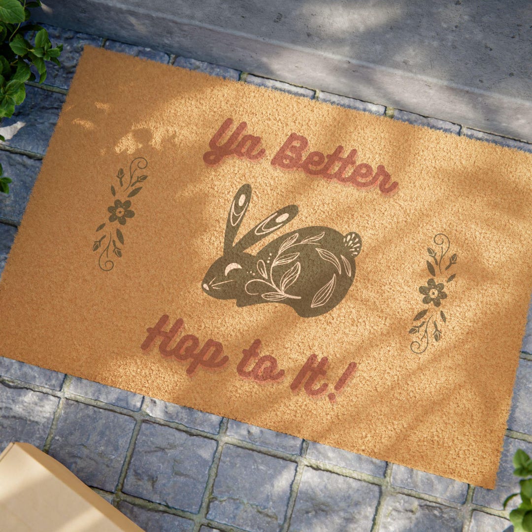 Cheerful & Cute Spring Rabbit Doormat You Better Hop to It Easter Decor ...