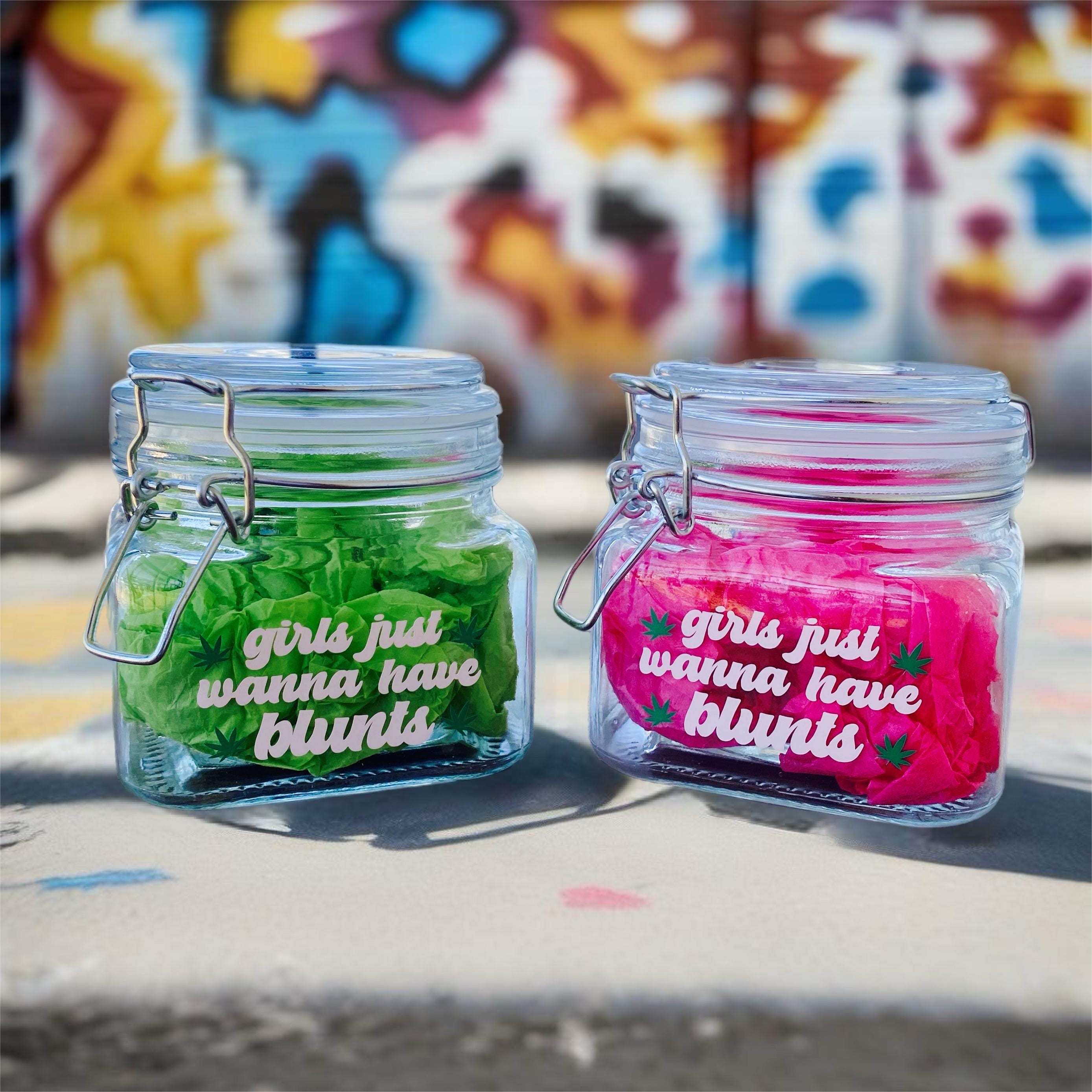 Girls Just Wanna Have Blunts 2oz Cute Cube Glass Stash Jar, Stoner Gift ...