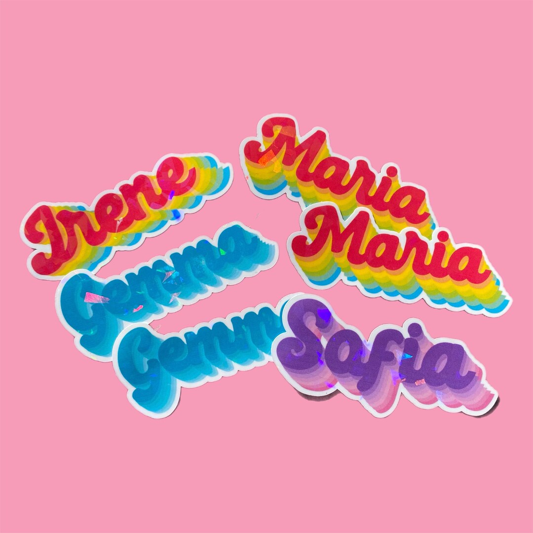 Personalized Name 3" Vinyl Sticker, Name Sticker With Custom Colors ...