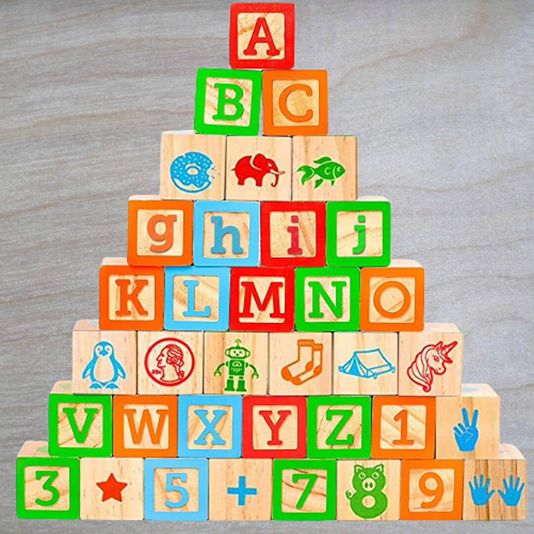 36 Wooden Alphabet & Number Blocks for Toddlers 1-3 Years - Etsy
