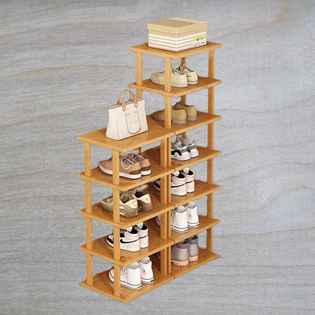 Bamboo Shoe Rack 12 Tier Vertical Shoe Rack for Small Spaces - Etsy