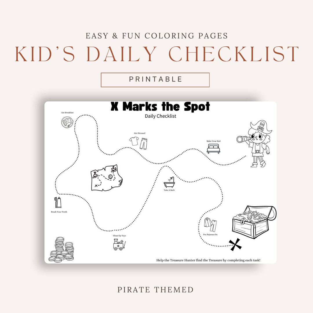 Kids Daily Chore Chart Coloring Page Printable Daily Routine Chore ...